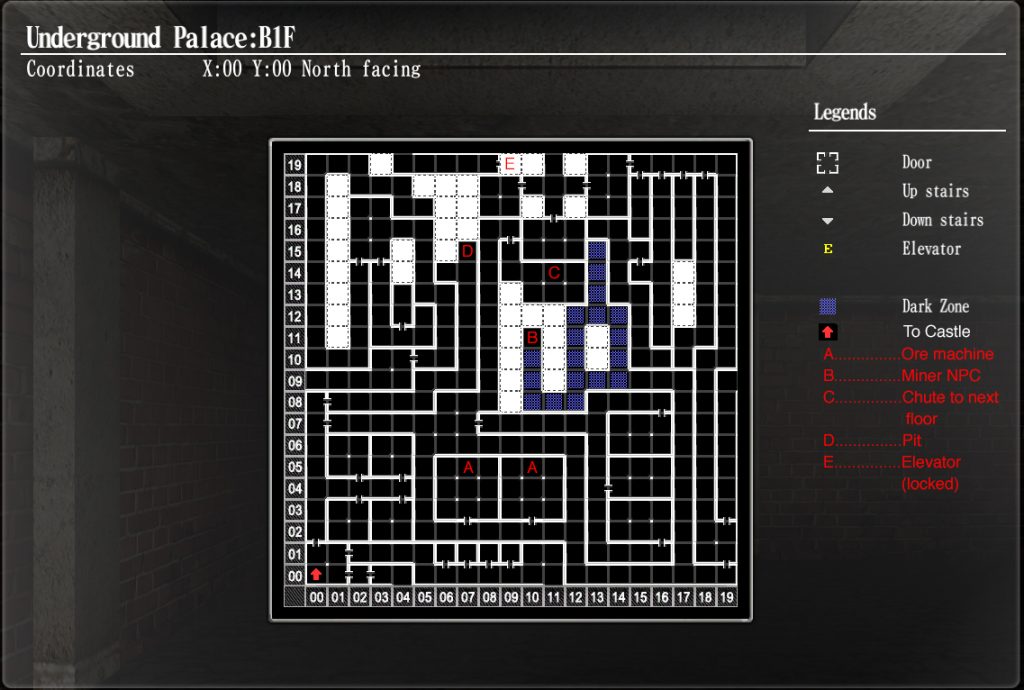 Wizardry The Five Ordeals: B1F Map - GamePretty