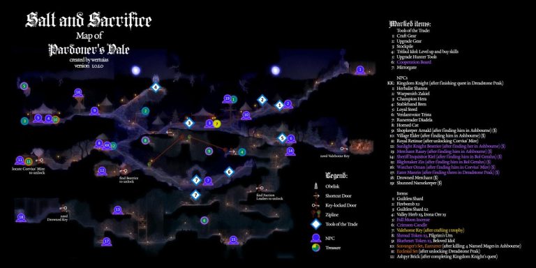 Salt and Sacrifice: Full Map (Bosses, NPCs, Loot and etc) - GamePretty