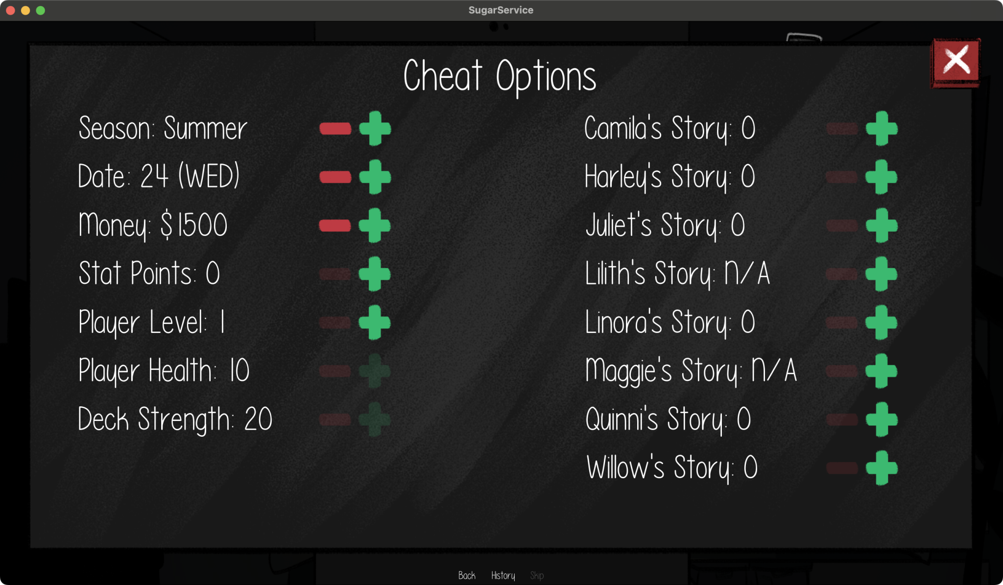 Sugar Service: Cheat Codes for Skips and Boosts (V0.10a) - GamePretty